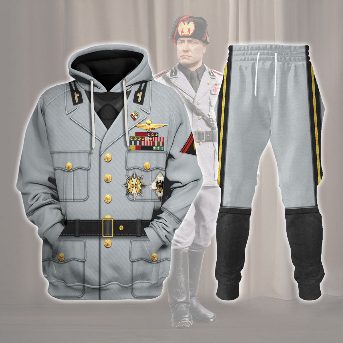 MakerHuman Benito Mussolini Uniform Costume Hoodie Sweatshirt T-Shirt ...