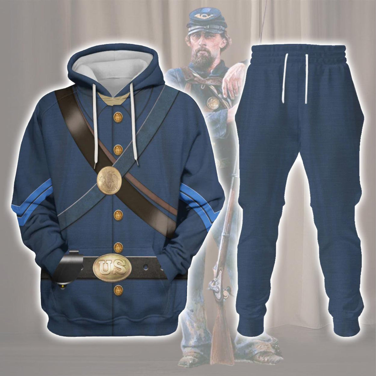 MakerHuman CW Uniforms of Blue Uniform All Over Print Hoodie Sweatshir ...