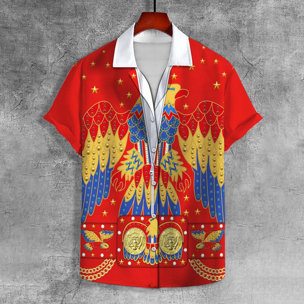 MakerHuman Elvis EAGLE Red UNISEX CASUAL HAWAIIAN SHIRT – makerhuman.com