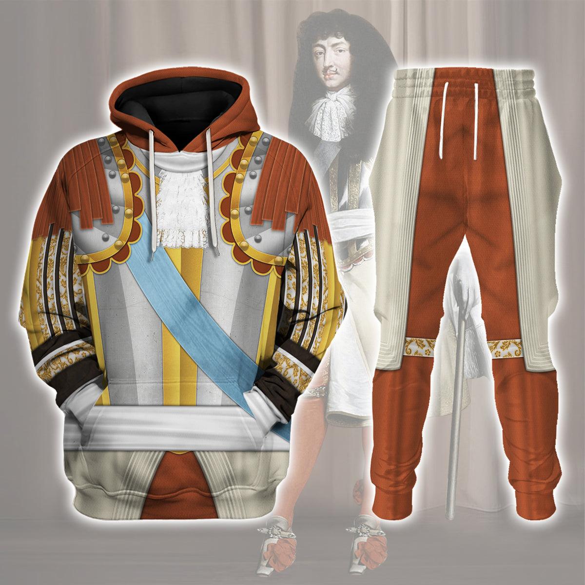 MakerHuman Louis XIV of France Armour Costume All Over Print Hoodie Sw ...