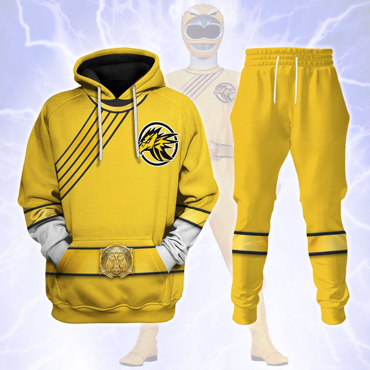 MakerHuman Power Rangers Wild Force Yellow Costume Hoodie Sweatshirt T ...